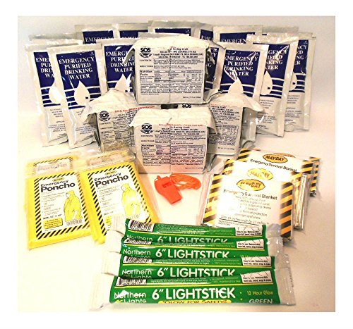 4 Person Emergency Survival Food Bars, Water and Gear for Boat Ditch ...