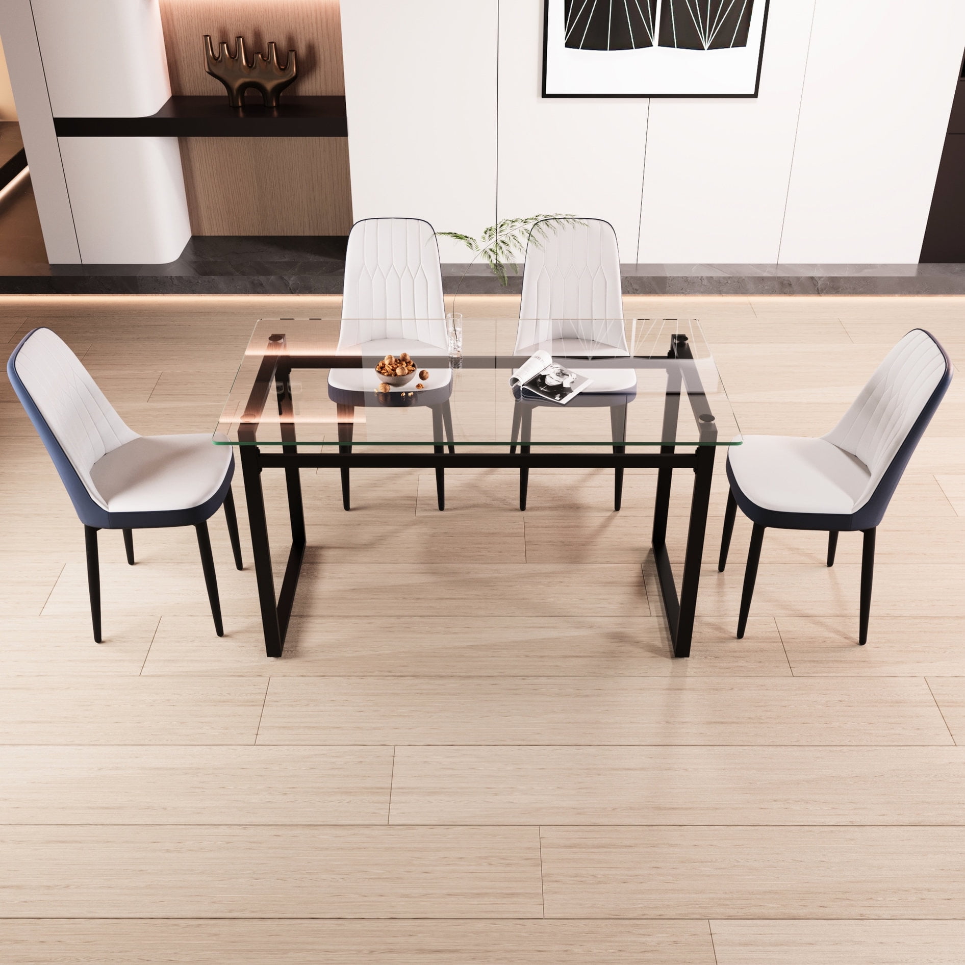 4-Person Glass Dining Table and Chairs Set | Suitable for Small ...
