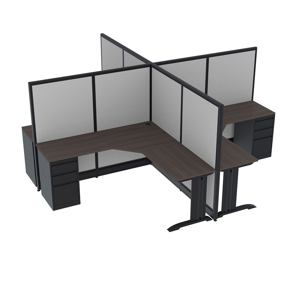 4-Person L-Shaped Privacy Cubicle Workstations with Storage 6x6x65"H ...