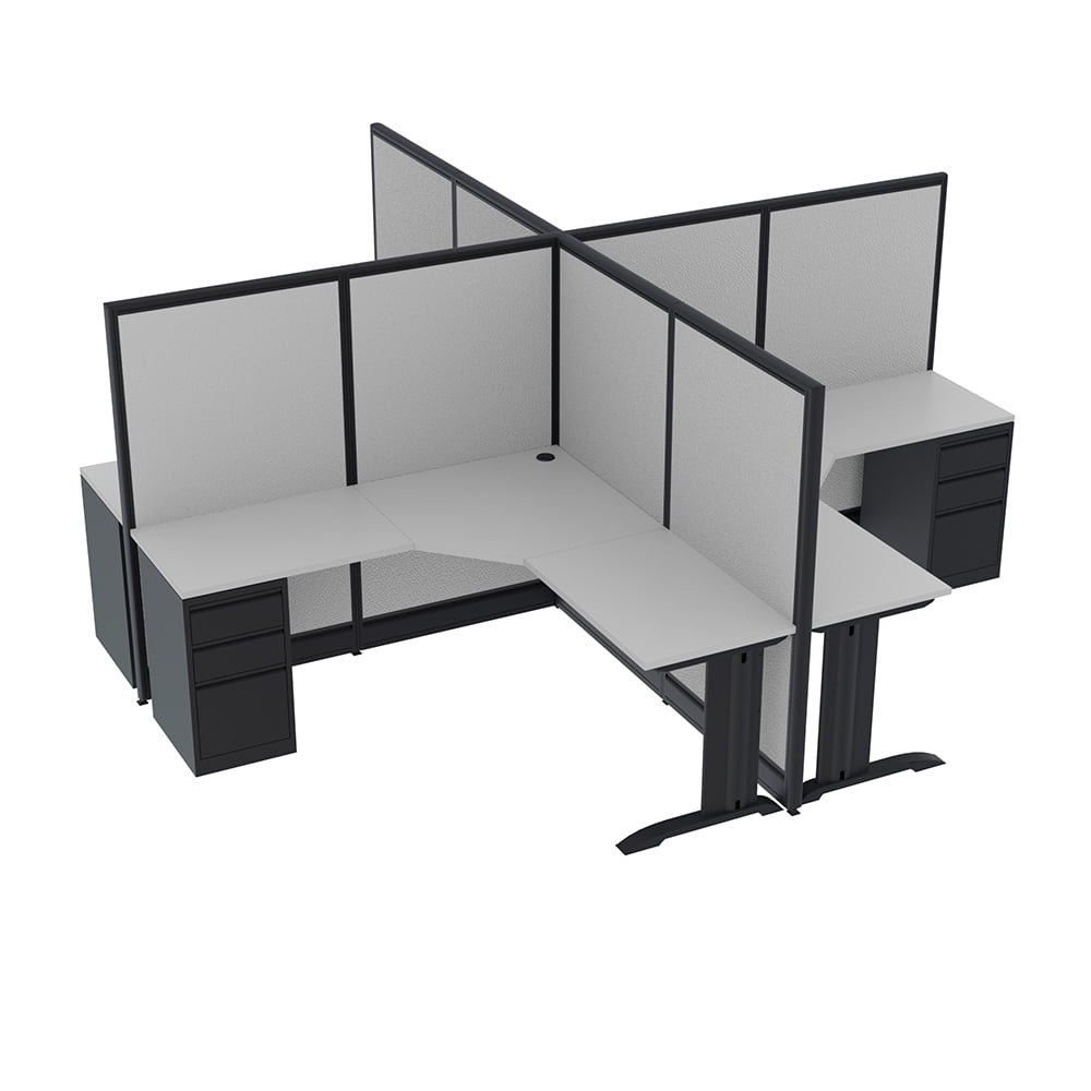 4-Person L-Shaped Privacy Cubicle Workstations with Storage 6x6x65"H ...