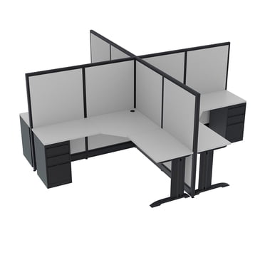 Four Person L Shaped Divider Office Workstation Desk Set, #OT-SUL-SP45 ...