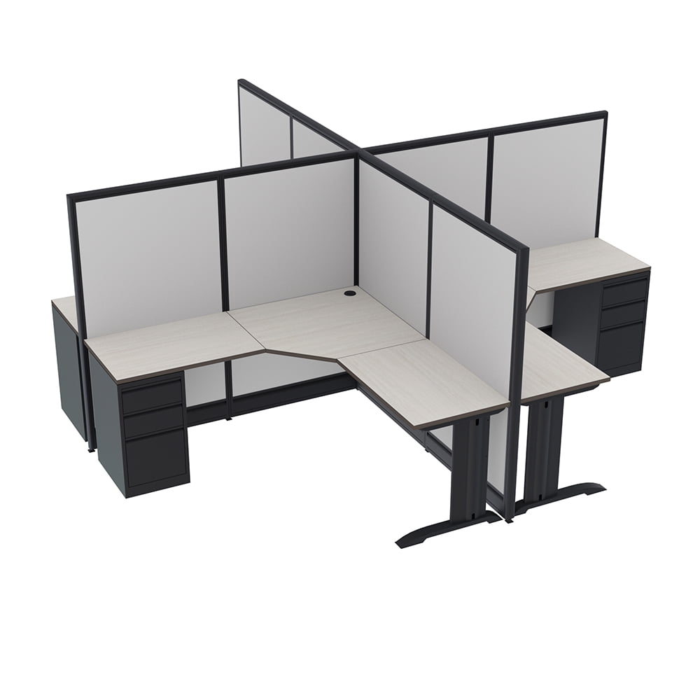 4-Person L-Shaped Privacy Cubicle Workstations with Storage 6x6x65"H ...