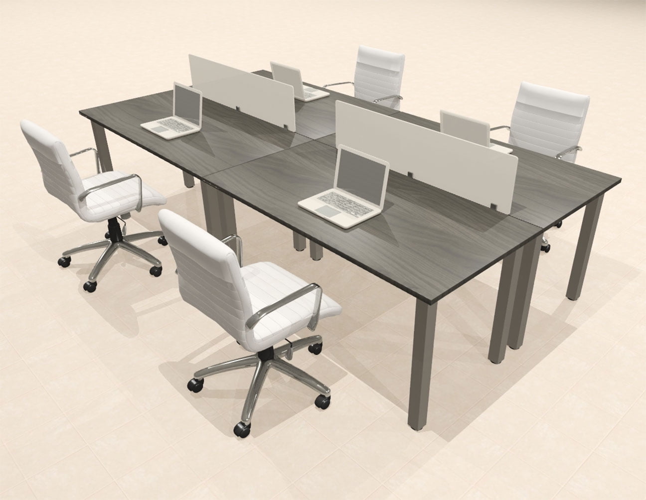 4 Person Modern Metal Leg Office Workstation Desk Set, #OT-SUL-FPM10 ...