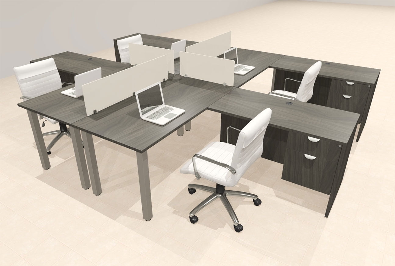 4 Person Modern Metal Leg Office Workstation Desk Set, #OT-SUL-FPM125 ...
