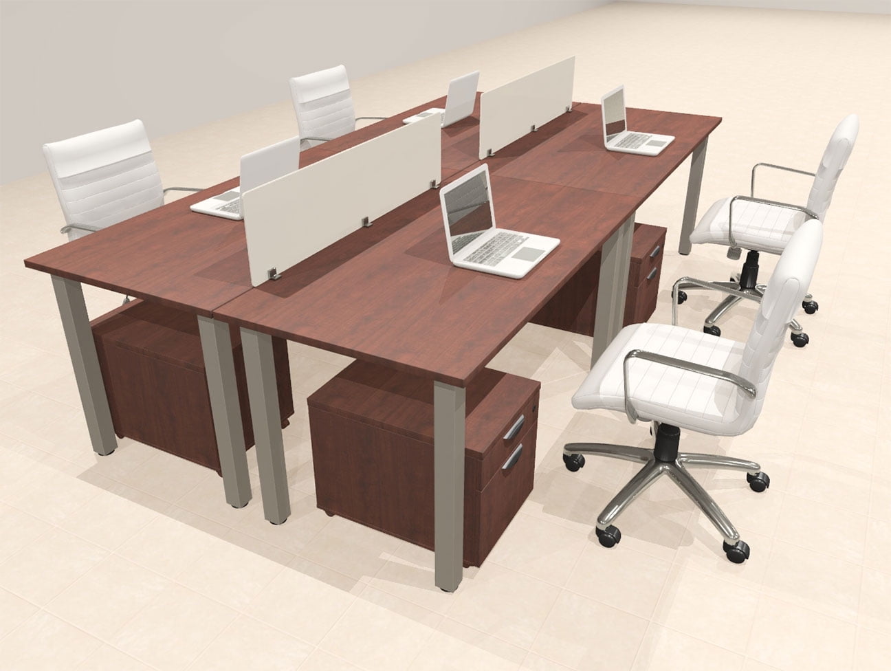 4 Person Modern Metal Leg Office Workstation Desk Set, #OT-SUL-FPM52 ...
