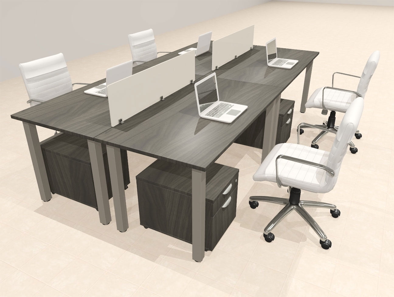 4 Person Modern Metal Leg Office Workstation Desk Set, #OT-SUL-FPM55 ...