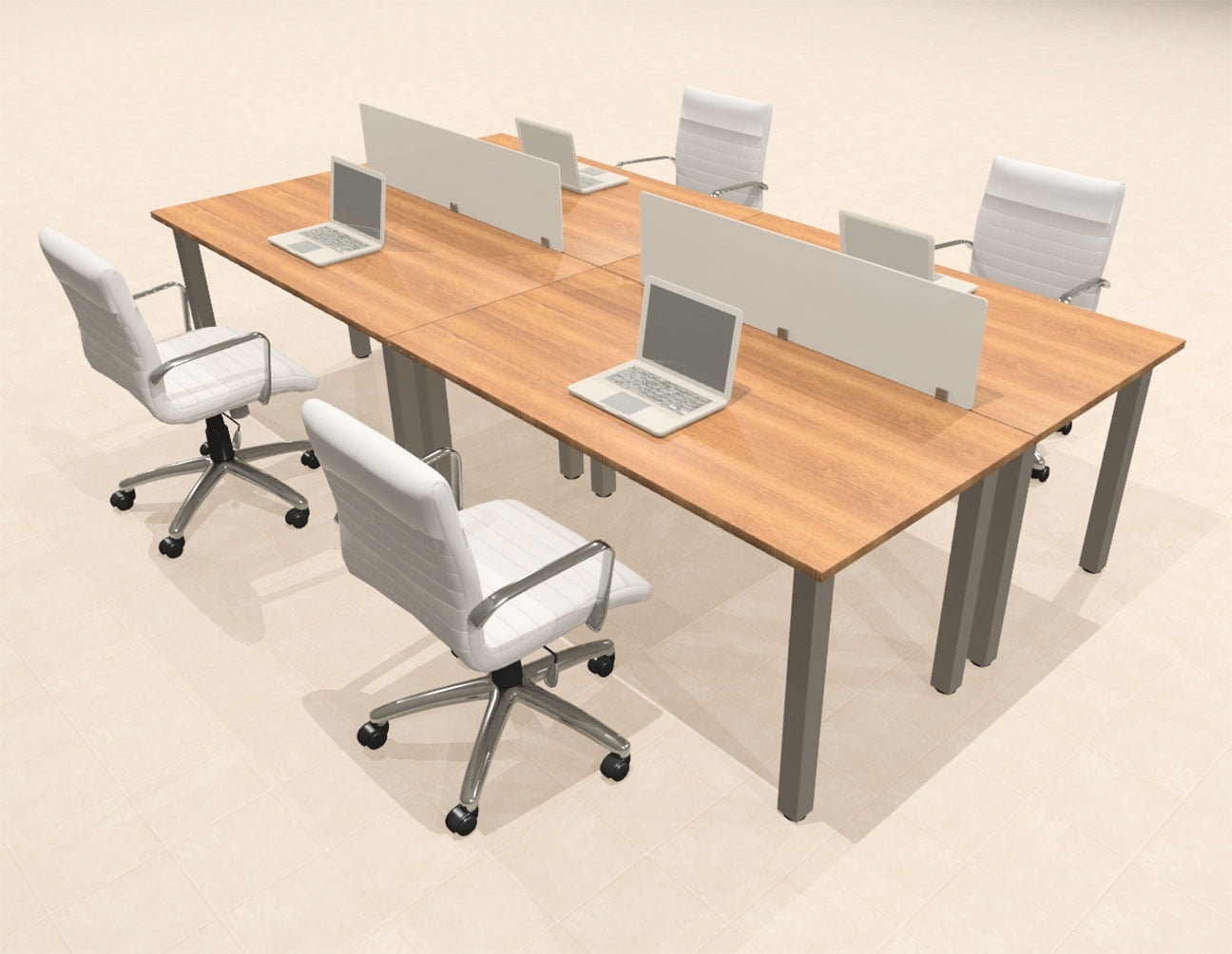 4 Person Modern Metal Leg Office Workstation Desk Set, #OT-SUL-FPM6 ...