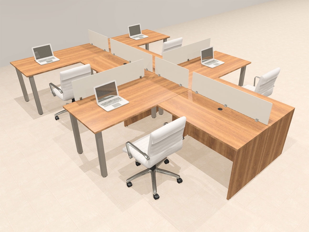 4 Person Modern Metal Leg Office Workstation Desk Set, #OT-SUL-SPM106 ...