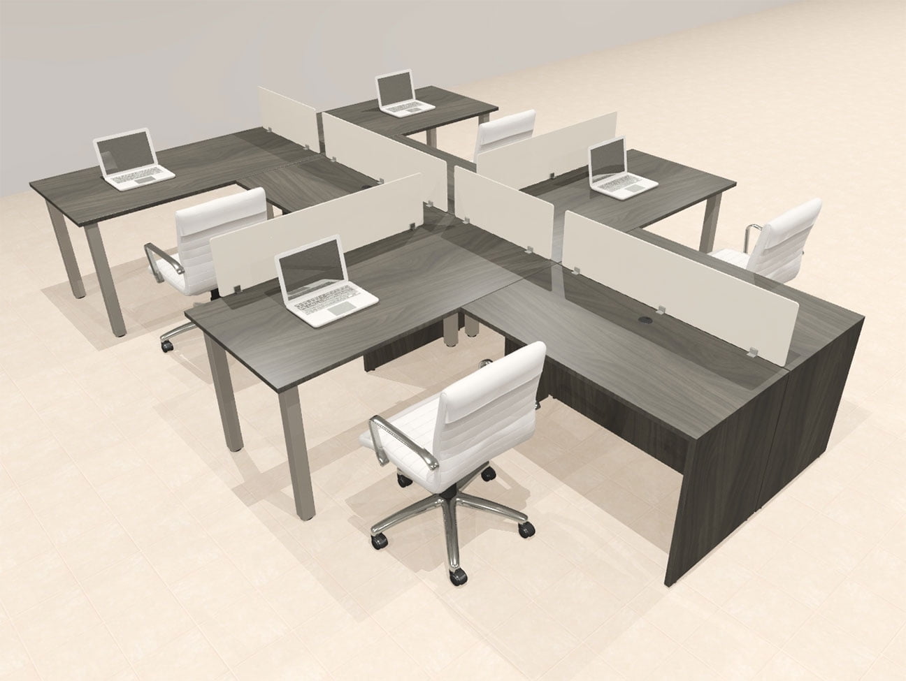 4 Person Modern Metal Leg Office Workstation Desk Set, #OT-SUL-SPM110 ...