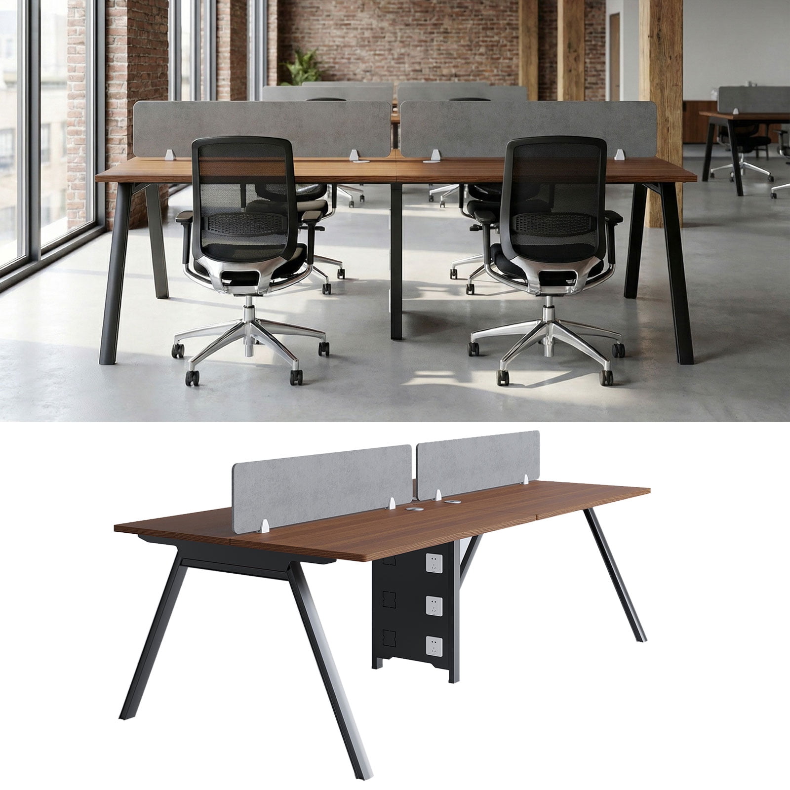 4-Person Office Cubicle Workstation with Privacy Panels & Cable ...