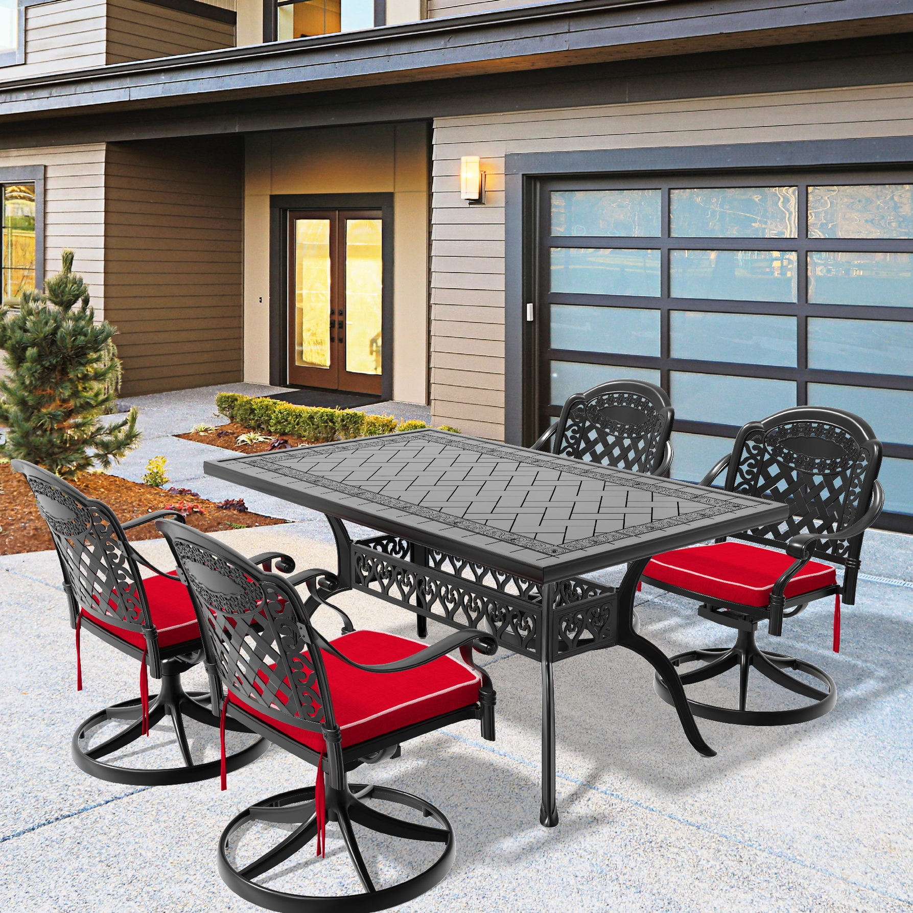 4-Person Outdoor Dining Set - UV-Resistant Frame & Resilient Seating ...