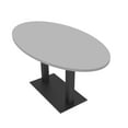 4 Person Oval Conference Room Table Square Metal Base 3X5 Power Unit ...