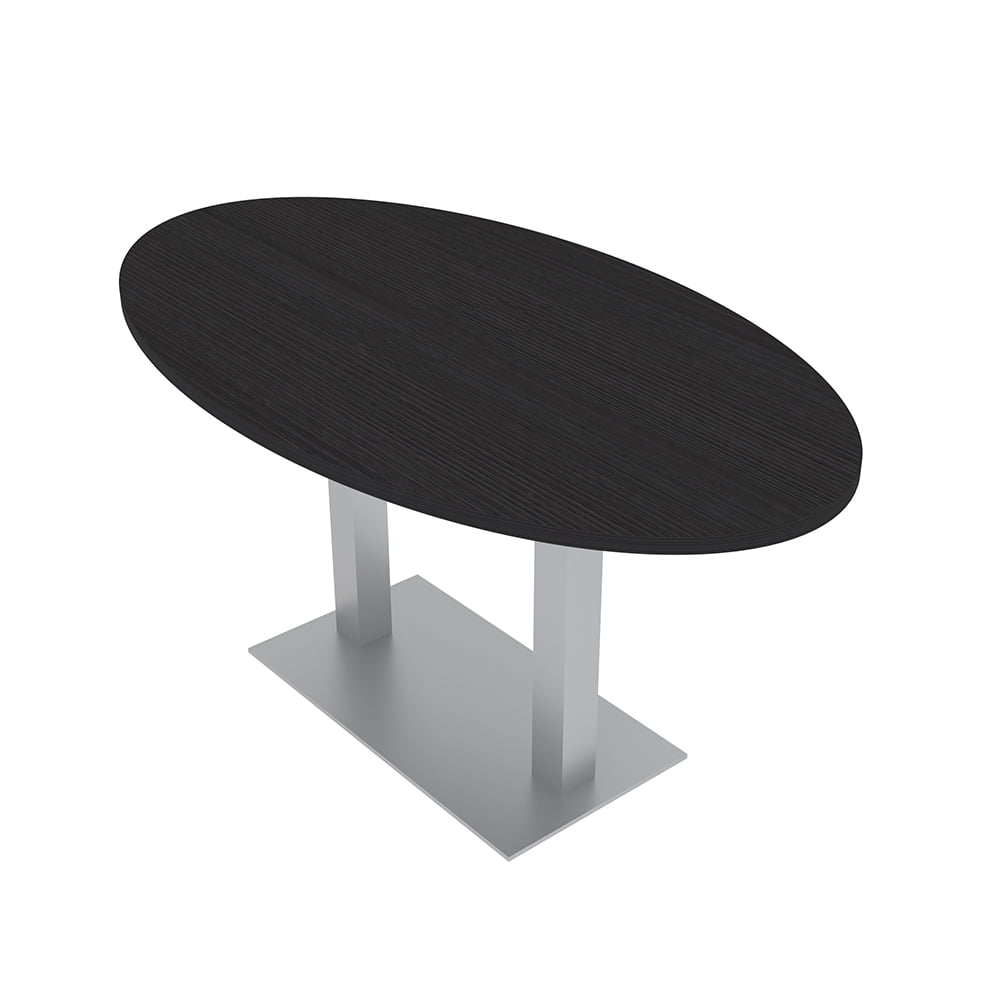4 Person Oval Conference Room Table Square Metal Base 3X5 Power Unit ...