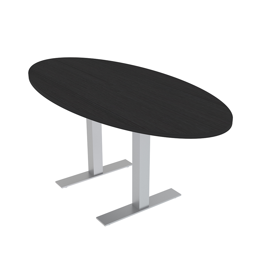 4 Person Oval Conference Table Metal T-Bases Data And Electric Module ...