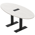 4 Person Oval Conference Table Metal T-Bases Data And Electric Module ...