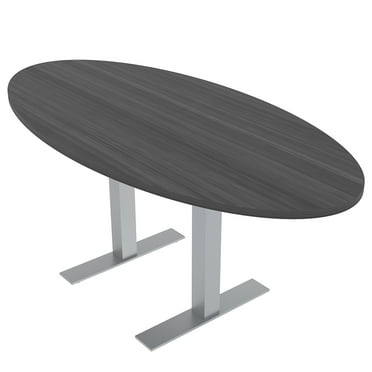 8 Person Modular Oval Conference Table Metal T-Bases Power And Data ...