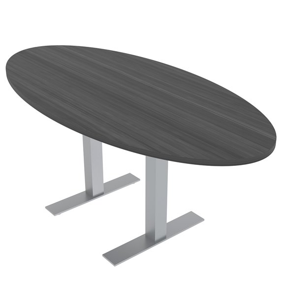 4 Person Oval Conference Table Metal T-Bases Data And Electric Module ...