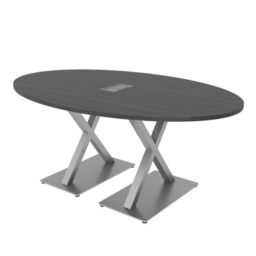 6 Person 8X4 Oval Conference Table with Metal Bases And Power Modules ...