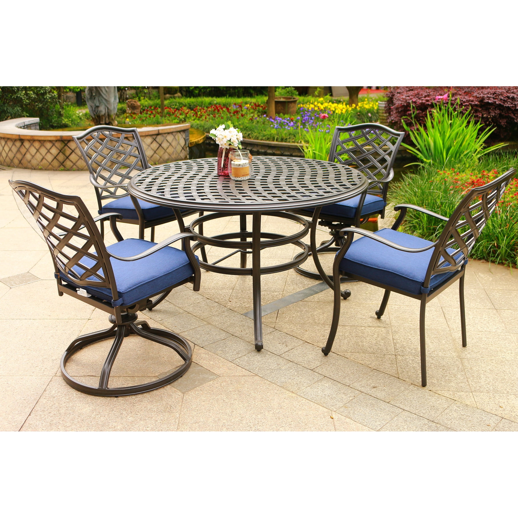 4 - Person Patio Dining Set | Solar Protected Fabric Cushions & Modern ...