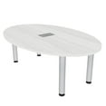 4 Person Powered Oval Shaped Conference Table Silver Post Legs 6'x4 ...