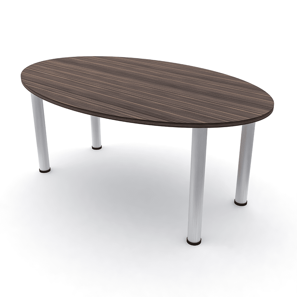 4 Person Powered Oval Shaped Conference Table Silver Post Legs 6'x4 ...