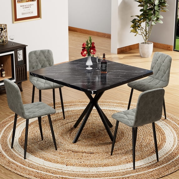 4-Person Square Dining Solution | MDF Material, Stable Structure | Fit ...