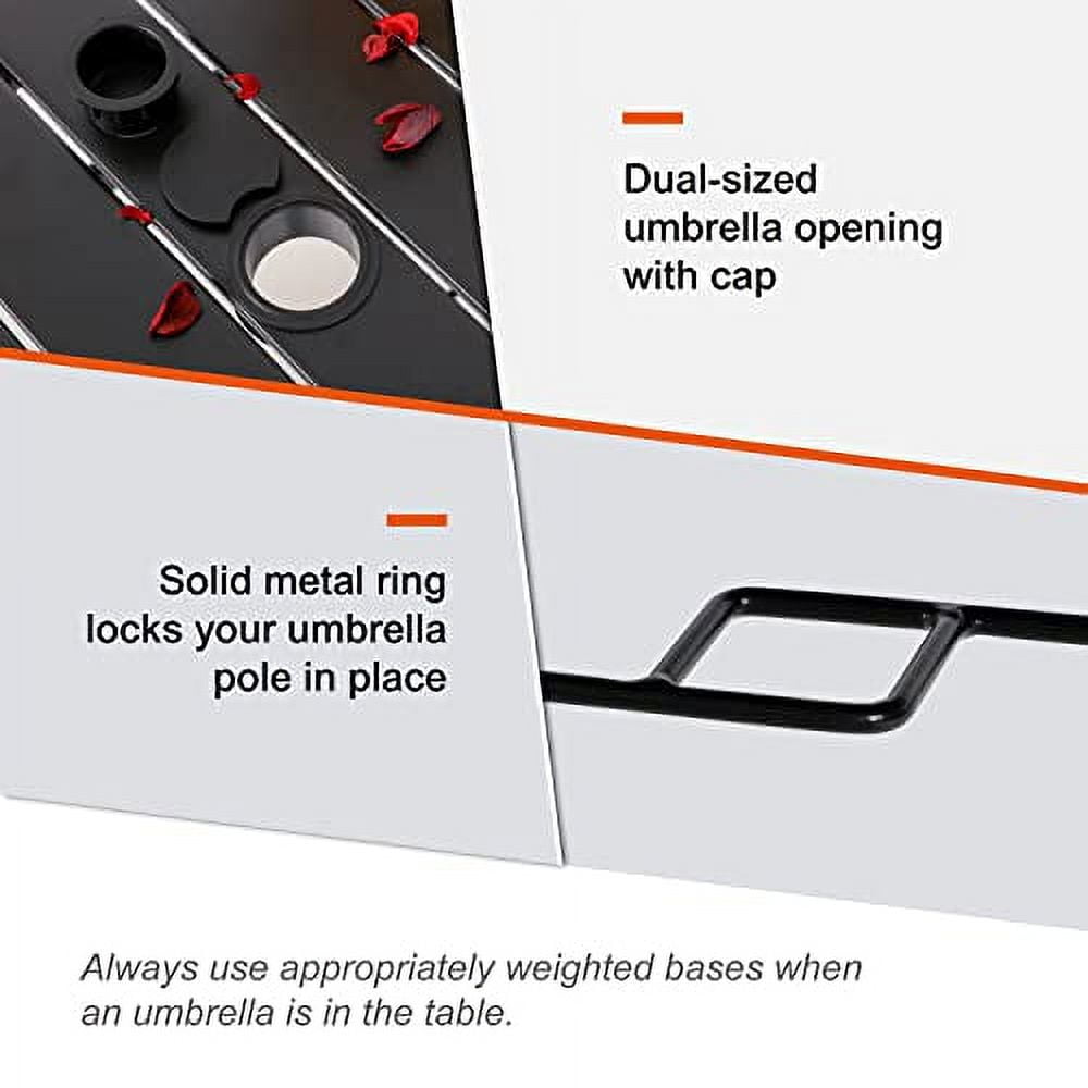 4 Person Square Small Outdoor Dining Table for Outside with Umbrella ...