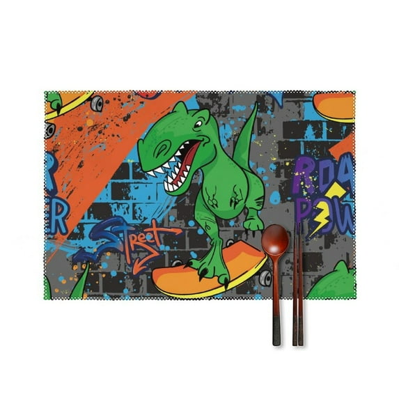 4 Pice Placemat 17.7×11.8in Stain-Free Insulation Wipe Clean Wear ...