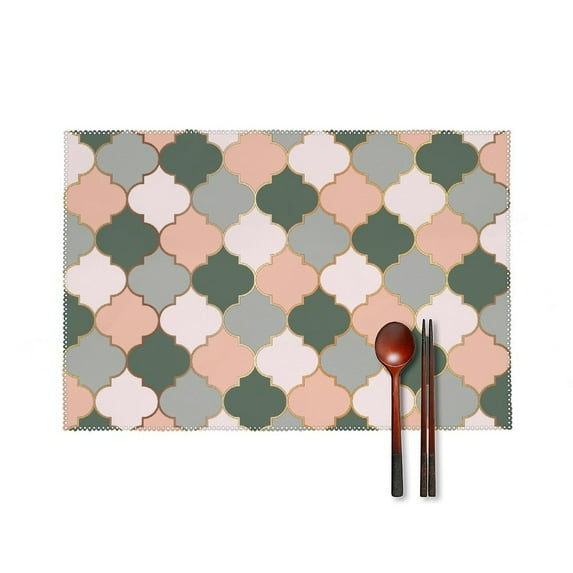 4 Pice Placemat 17.7×11.8in Stain-Free Insulation Wipe Clean Wear ...