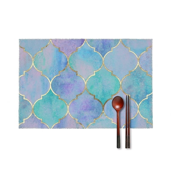 4 Pice Placemat 17.7×11.8in Stain-Free Insulation Wipe Clean Wear ...