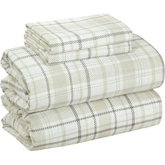 4 Piece 100% Cotton Flannel Sheets Full Size Bed Set - Warm & Extra ...