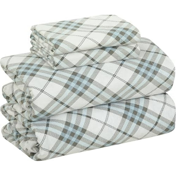 4 Piece 100% Cotton Flannel Sheets Queen Size Bed Set - Warm & Extra ...