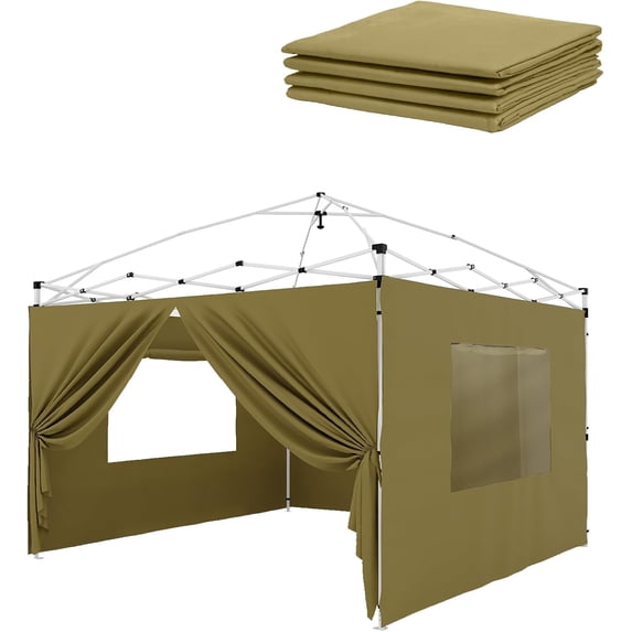4-Piece 10x10 Ft Pop-Up Canopy Sidewalls Waterproof and UV Protection ...