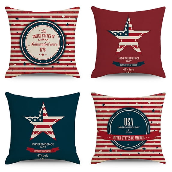 4 Piece 250th Anniversary Pillow Cover Set, Red White Blue Patriotic ...