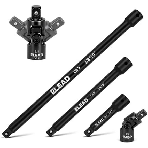 4-Piece 3/8" Drive Socket Extension Bar Set, 3, 6, 10 inch Professional ...