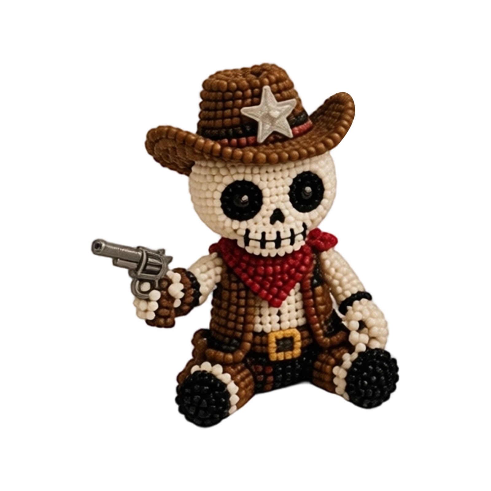 4-Piece 3D Beaded Skeleton DIY Kit - Western Cowboy Halloween Craft Set ...