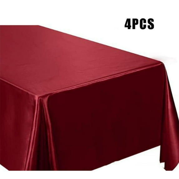 4-Piece 57x118 Inch Satin Tablecloth Set – Shiny Rectangular Table ...