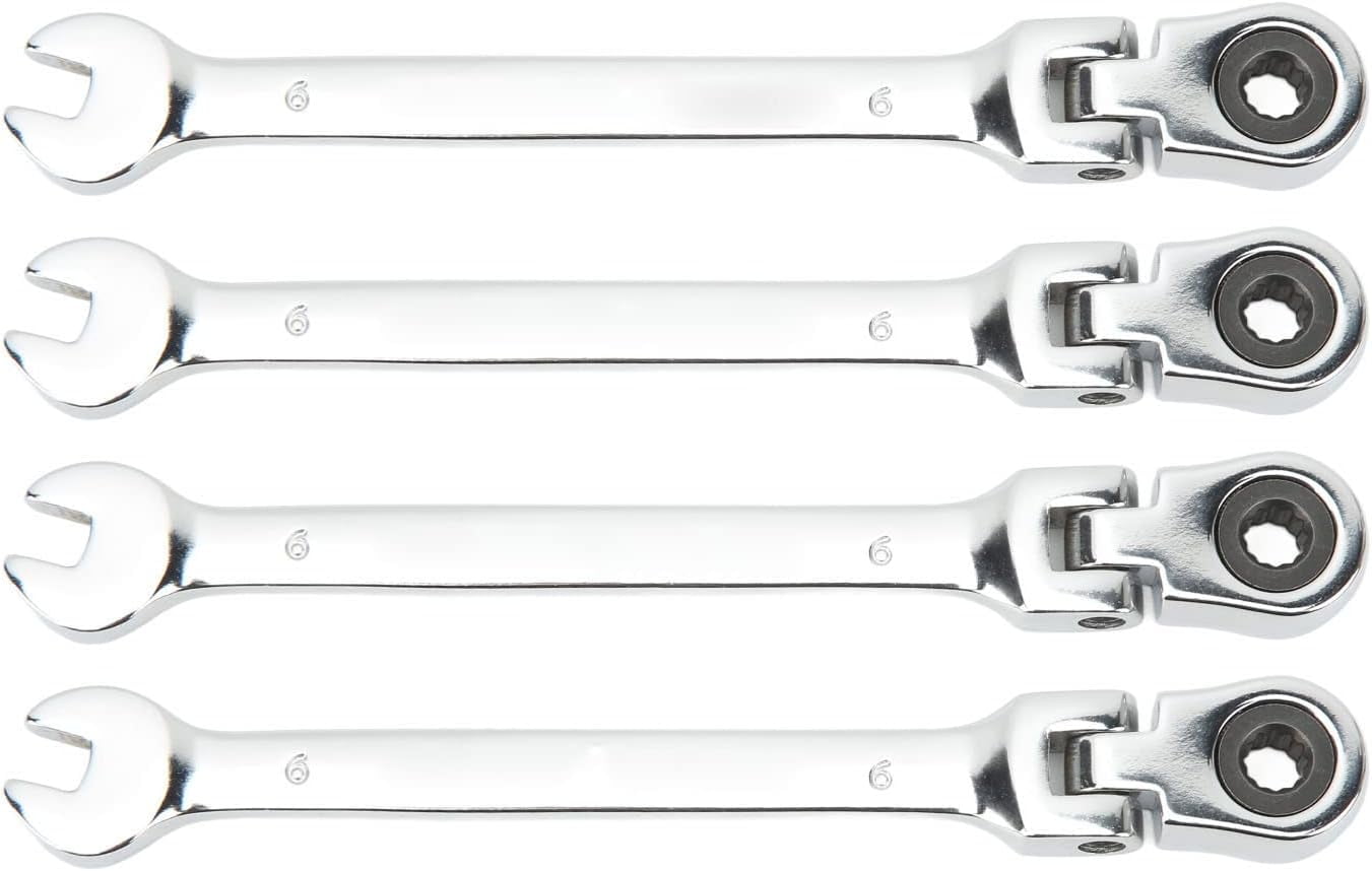 4 Piece 6mm 12PT Flex Head Ratchet, 6mm Ratchet Metric Ratchet Set, 5 ...