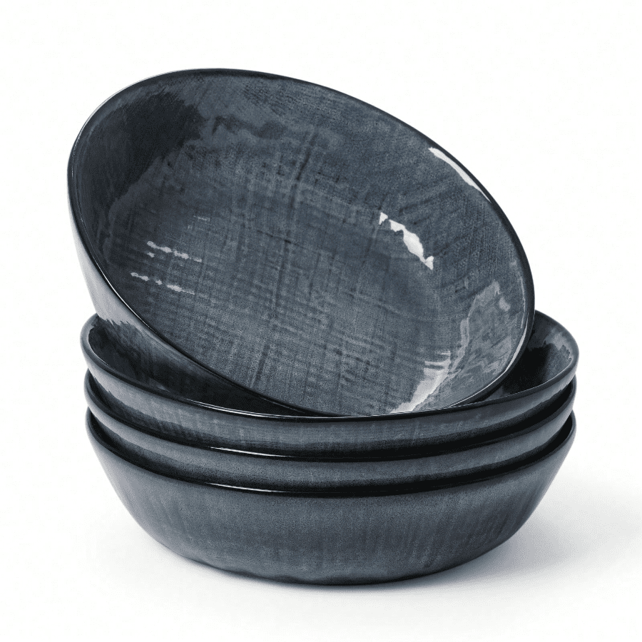 4-Piece 8.5 Inch Pasta Bowls Set, 32oz Stoneware Bowls, Sleek Lines And ...