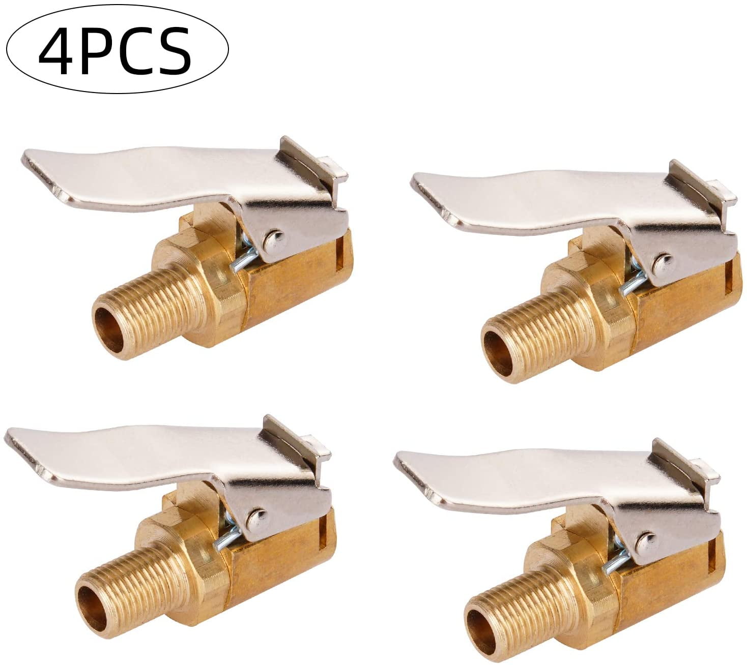 4 Piece 8Mm Car Tire Valve Adapter, Brass Inflating Valve Fitting For ...