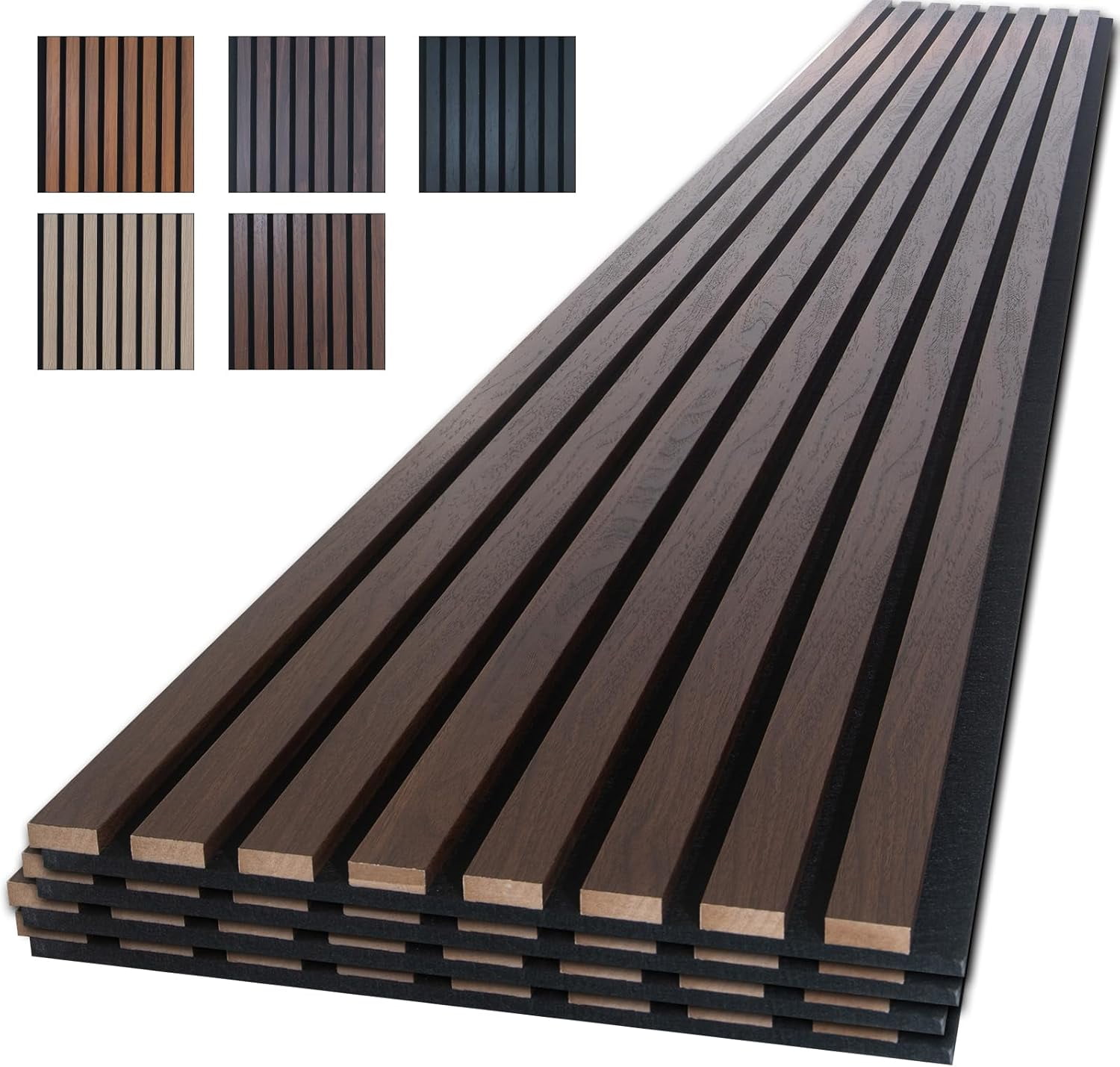 4-Piece 96" X 12.6" Rustic Walnut Wood Slat Wall Panel for ...