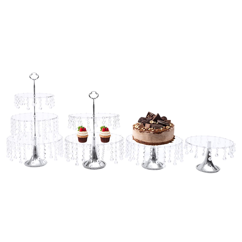 4-Piece Acrylic & Glass Crystal Cake Stand Set Handmade Modern Dessert ...