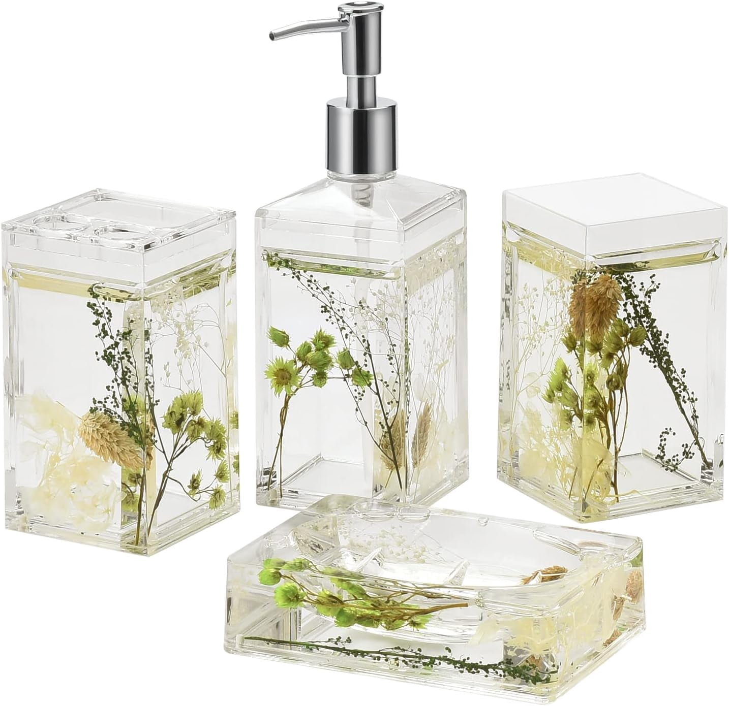 4 Piece Acrylic Liquid 3D Floating Motion Bathroom Vanity Accessory Set ...