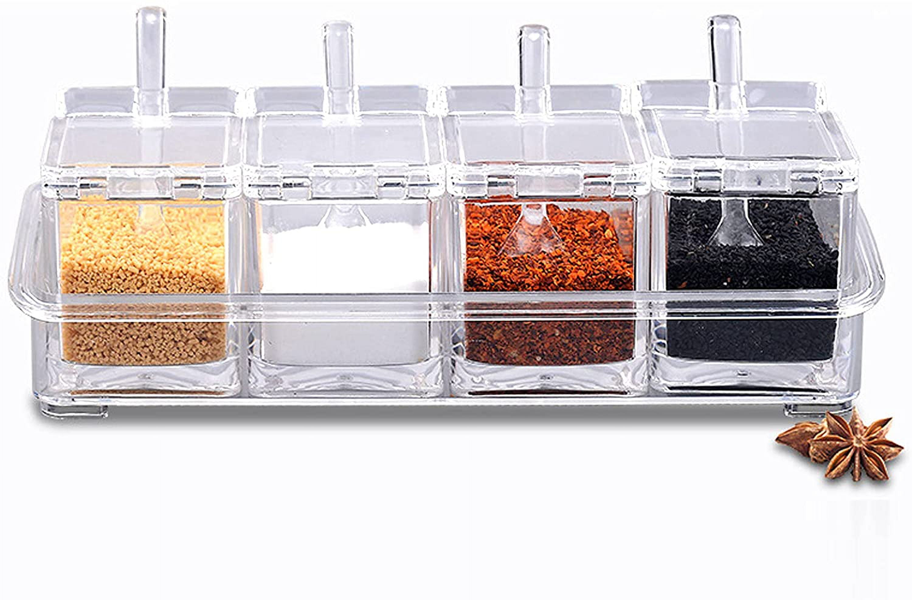 4-Piece Acrylic Spice Storage Set - Clear Seasoning Containers with ...