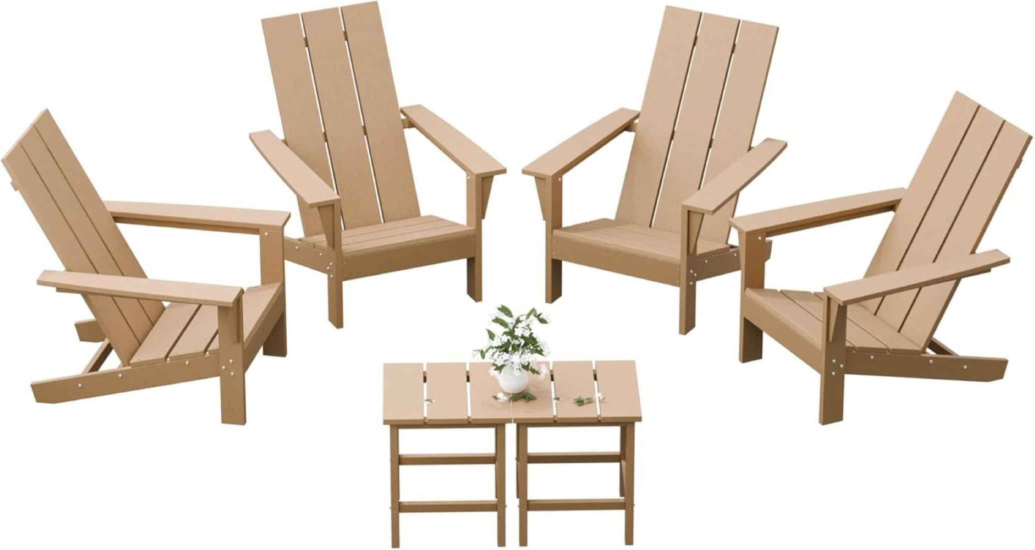 Kullavik Adirondack Chair Set of 4 with 2 Side Tables, Outdoor Patio ...