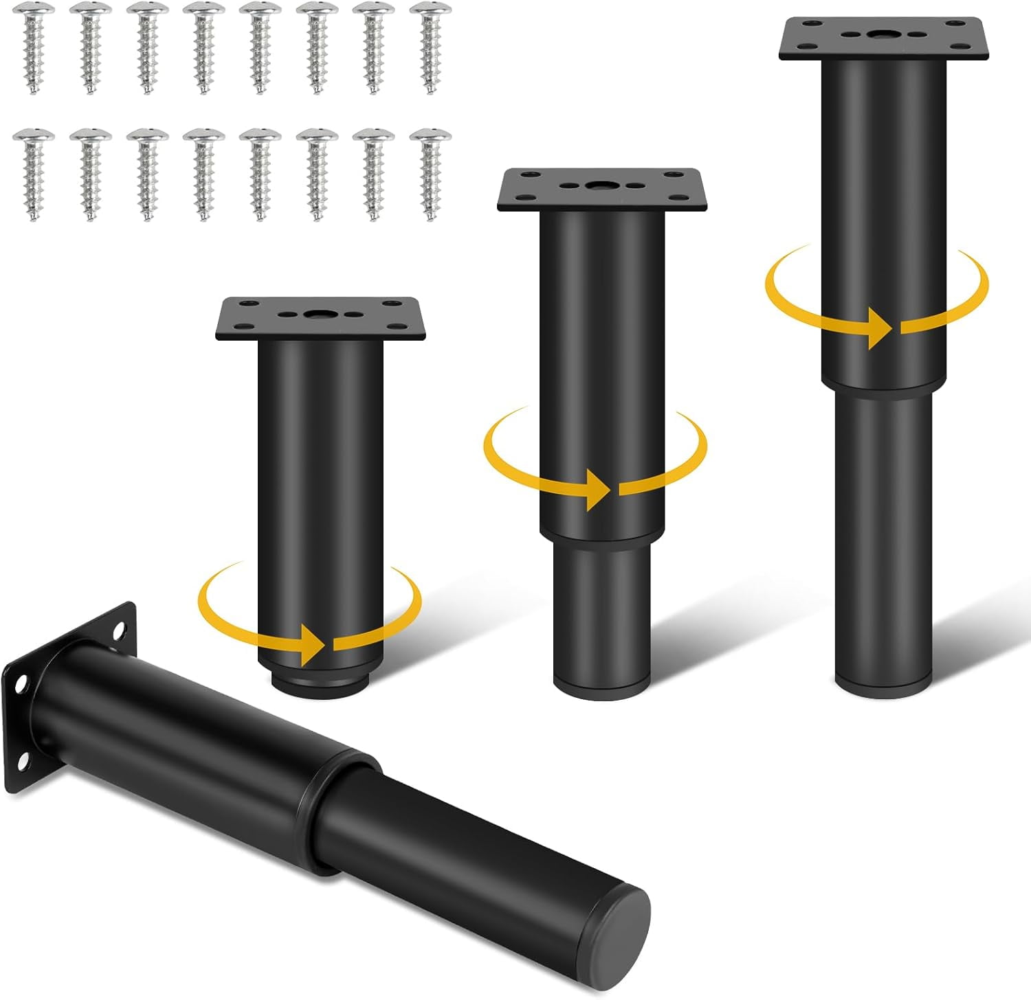 4 Piece Adjustable Height Slat Center Support Legs, Metal Furniture ...