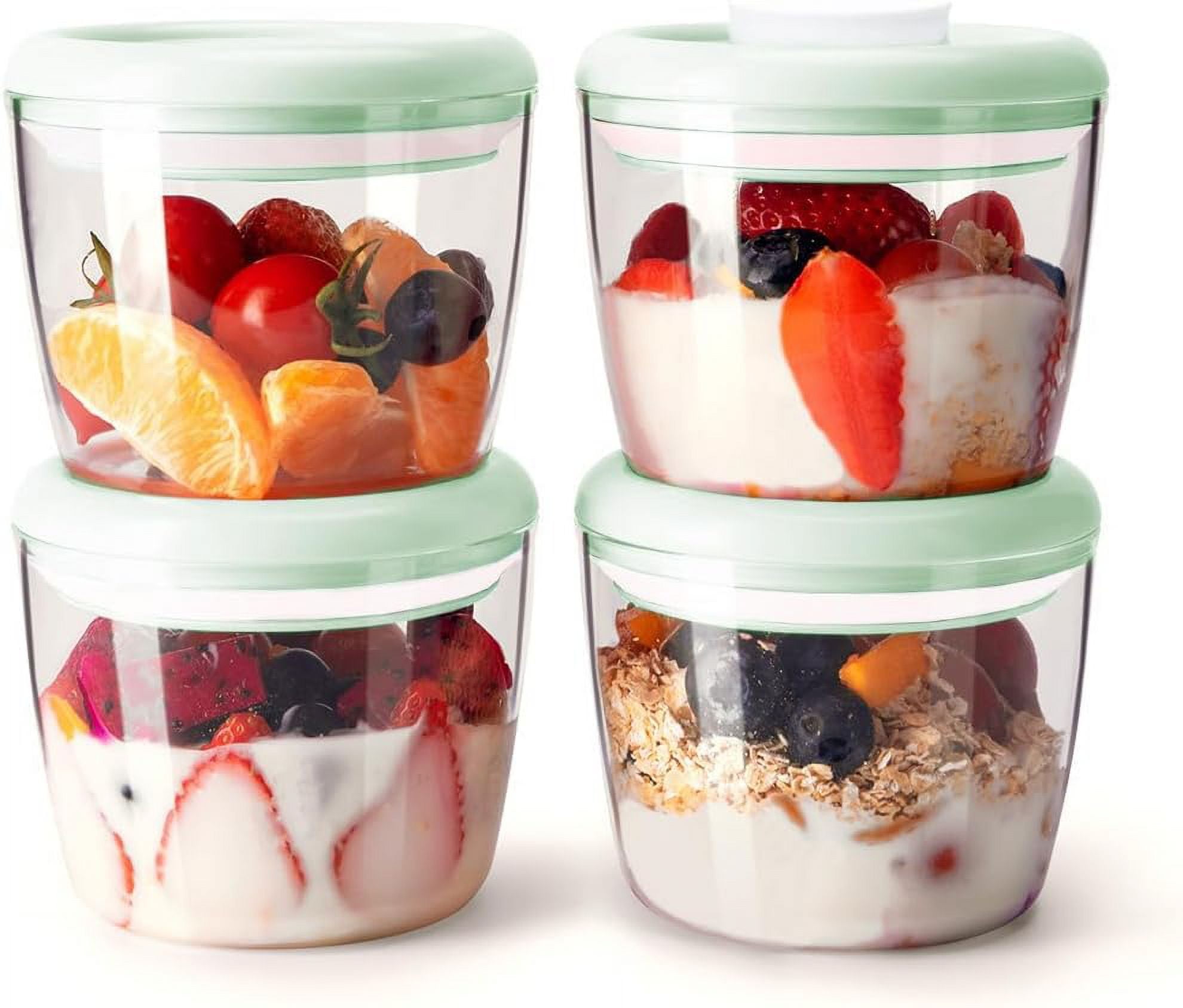 4-Piece Airtight Container Set (380ml) - Stackable One-Button Open Food ...