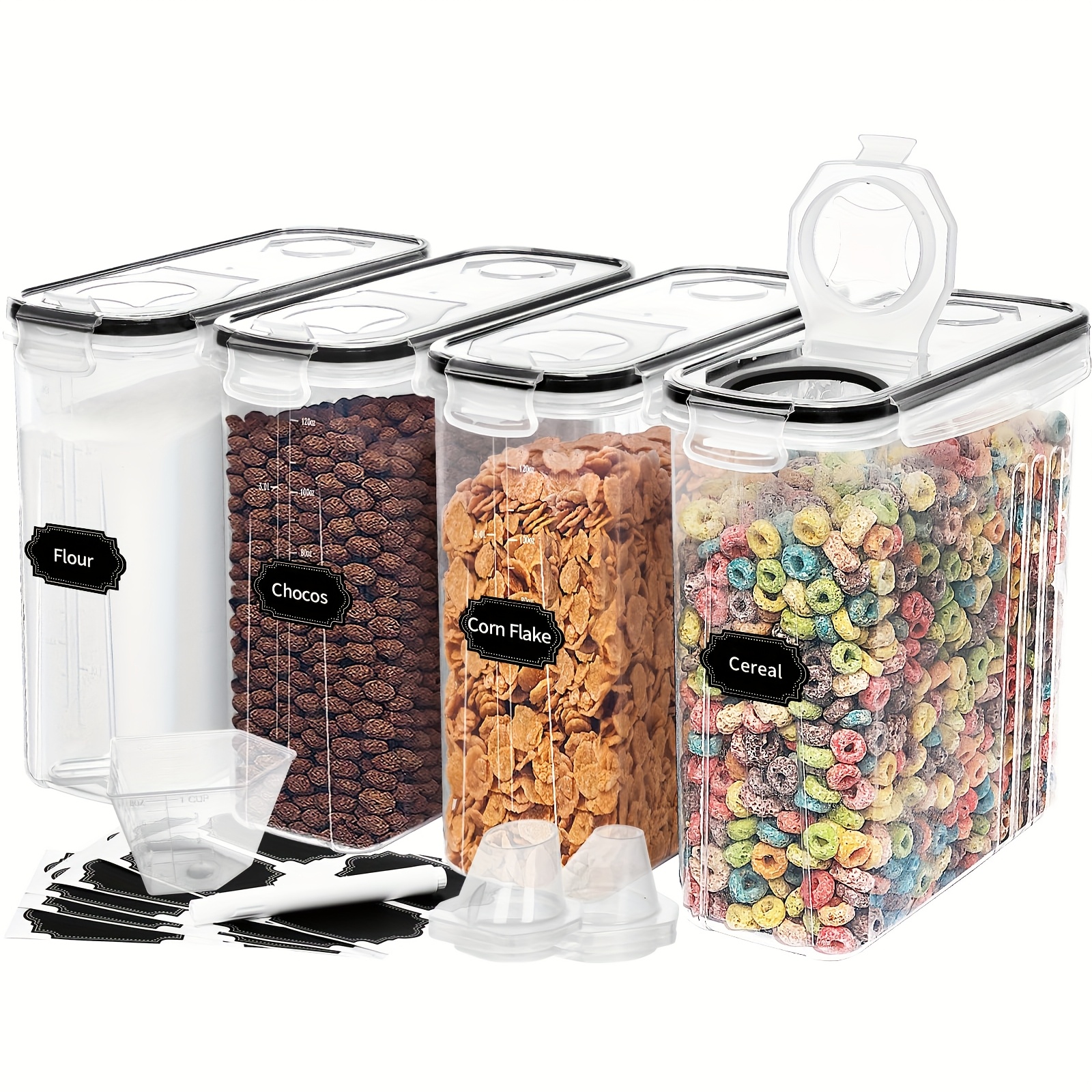 4-Piece Airtight Pantry Storage Set (4L/135oz) – BPA-Free Cereal ...