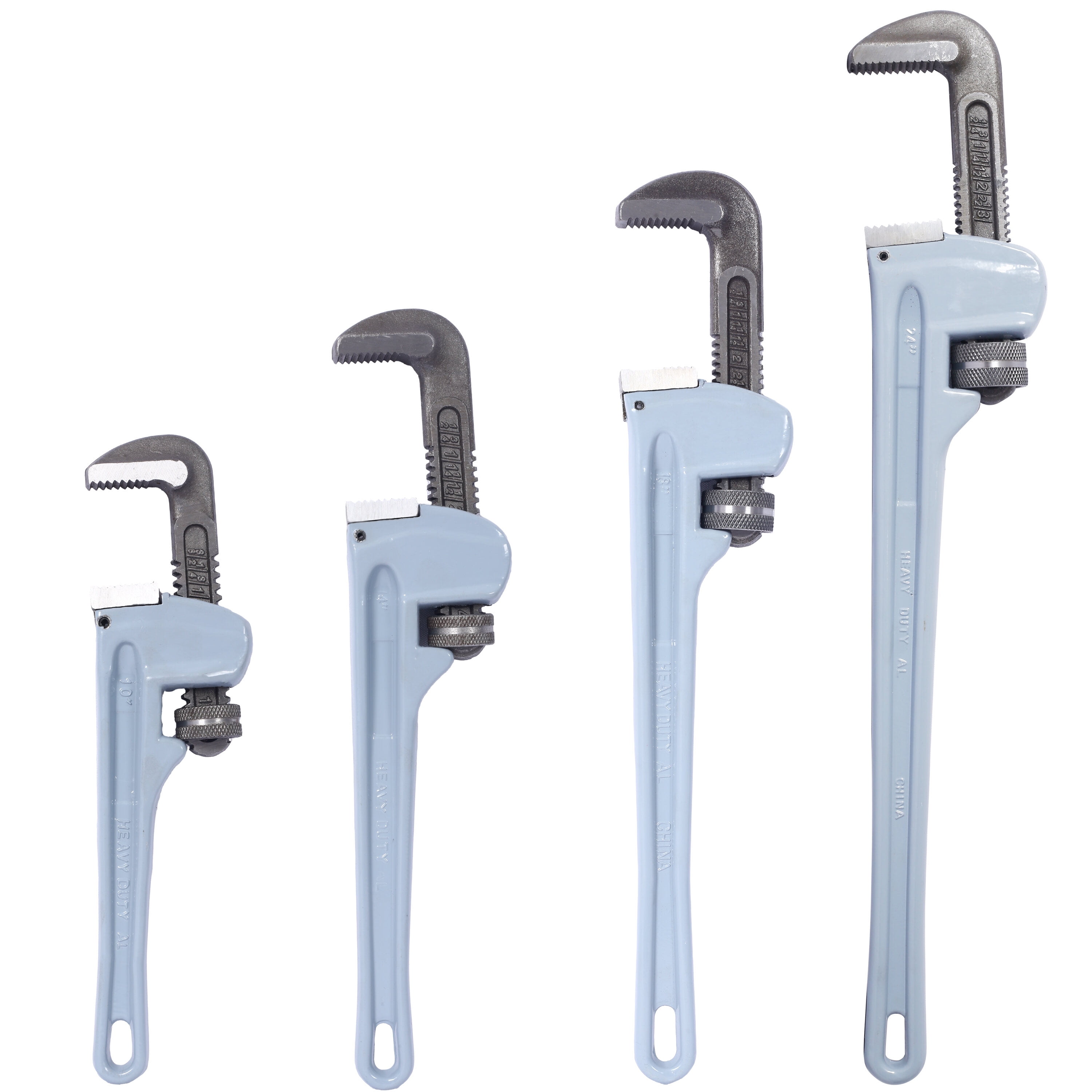 4-Piece Aluminum Pipe Wrench Set (10"/14"/18"/24"), Lightweight Alloy ...