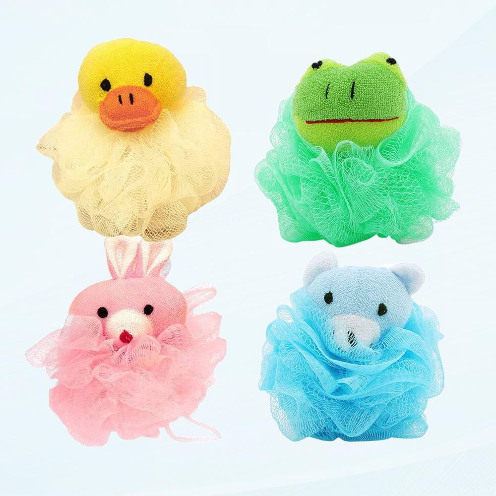 4 Piece Baby Bath Sponge, Bath Shower Sponge Loofahs, Kids Cute Animal ...